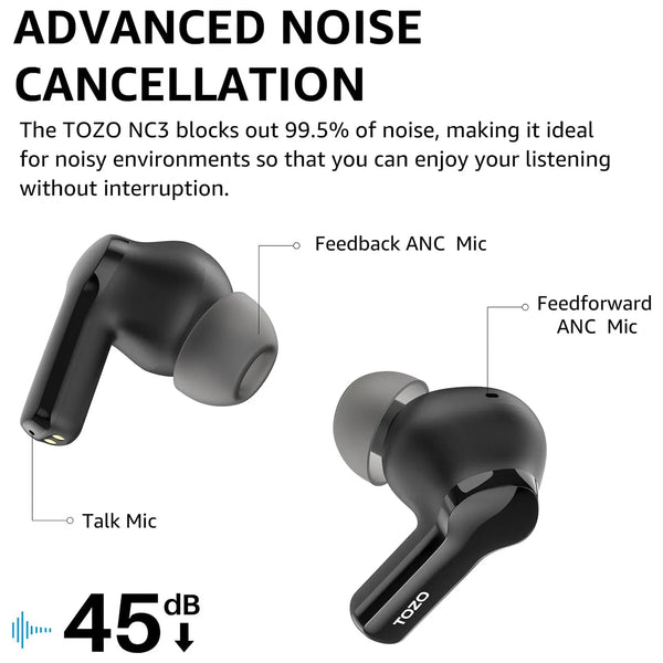 TOZO NC3 Hybrid Active Noise Cancelling Earbuds | TOZO Official