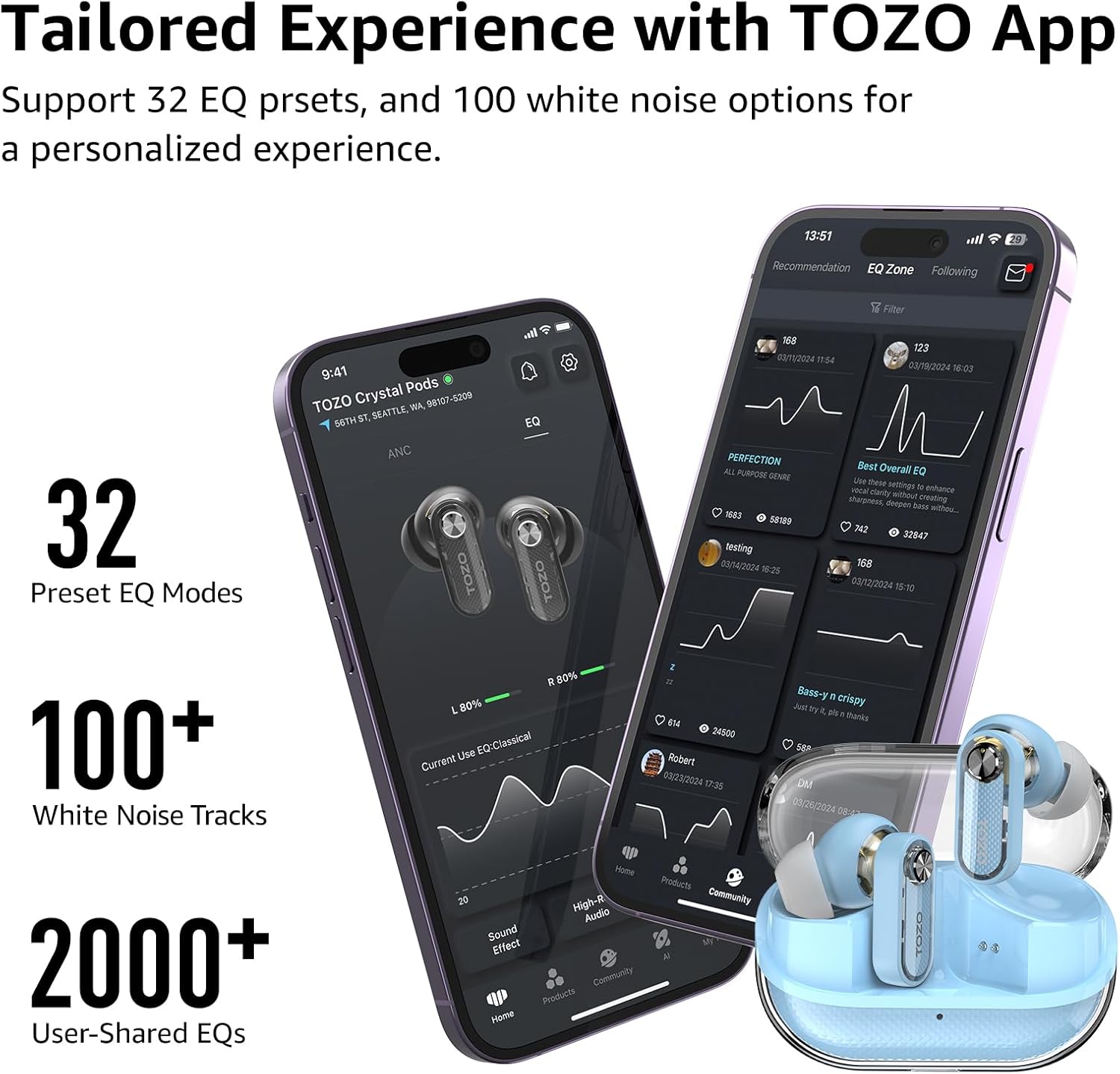 TOZO Crystal Pods ANC Earbuds | TOZO Official
